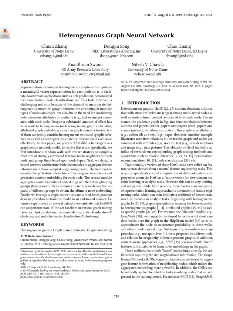 1361 2019 Heterogeneous Graph Neural Network | PDF | Artificial Neural Network | Artificial ...