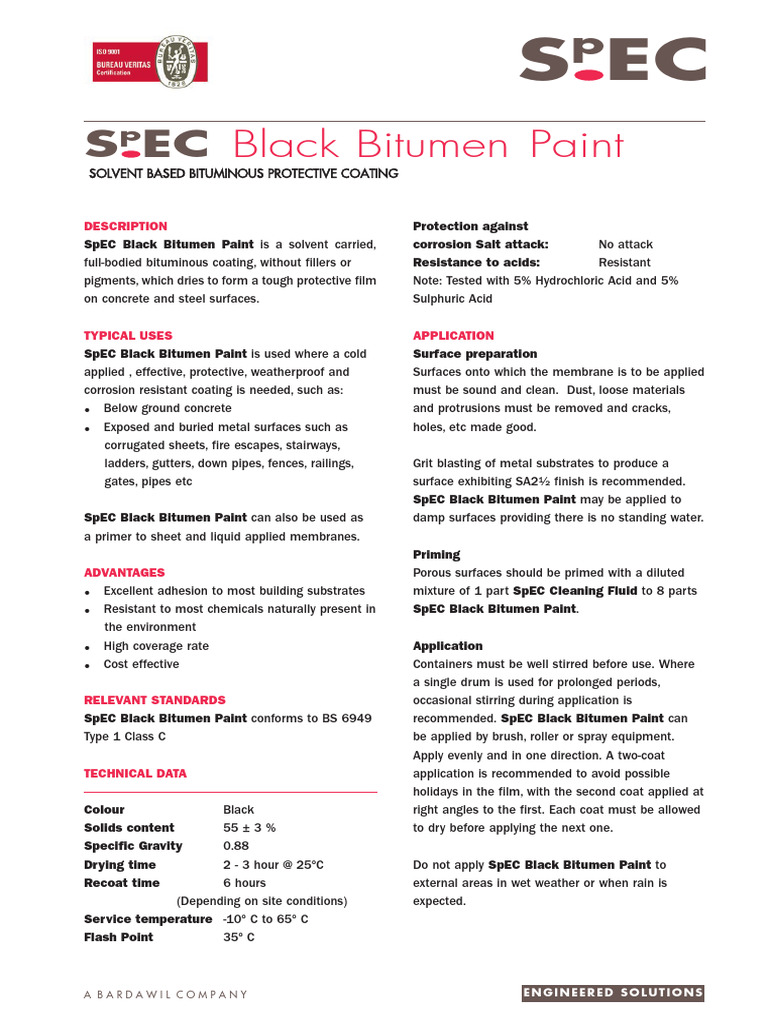 Specification Black Bitumen Paint | PDF | Paint | Coating