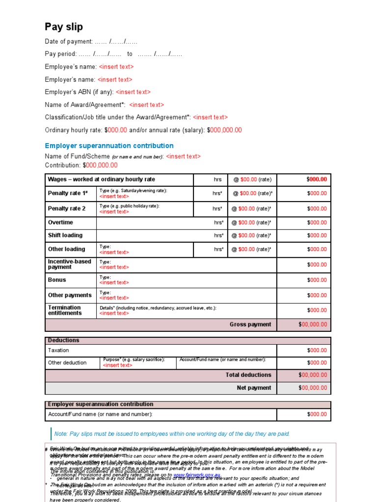 Pay Slip Template | PDF | Employment | Employment Compensation