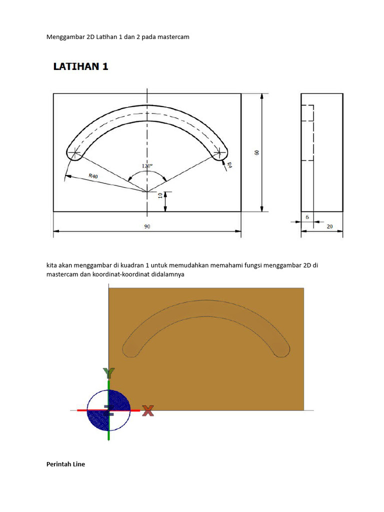 Menggambar 2D Lat 1-2 Pada Mastercam | PDF