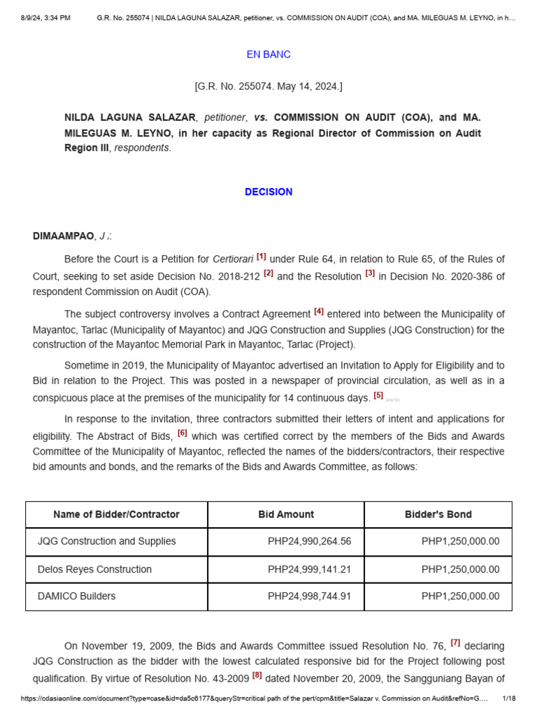 COA Decision on Mayantoc Project Dispute | PDF | Legal Liability | Audit