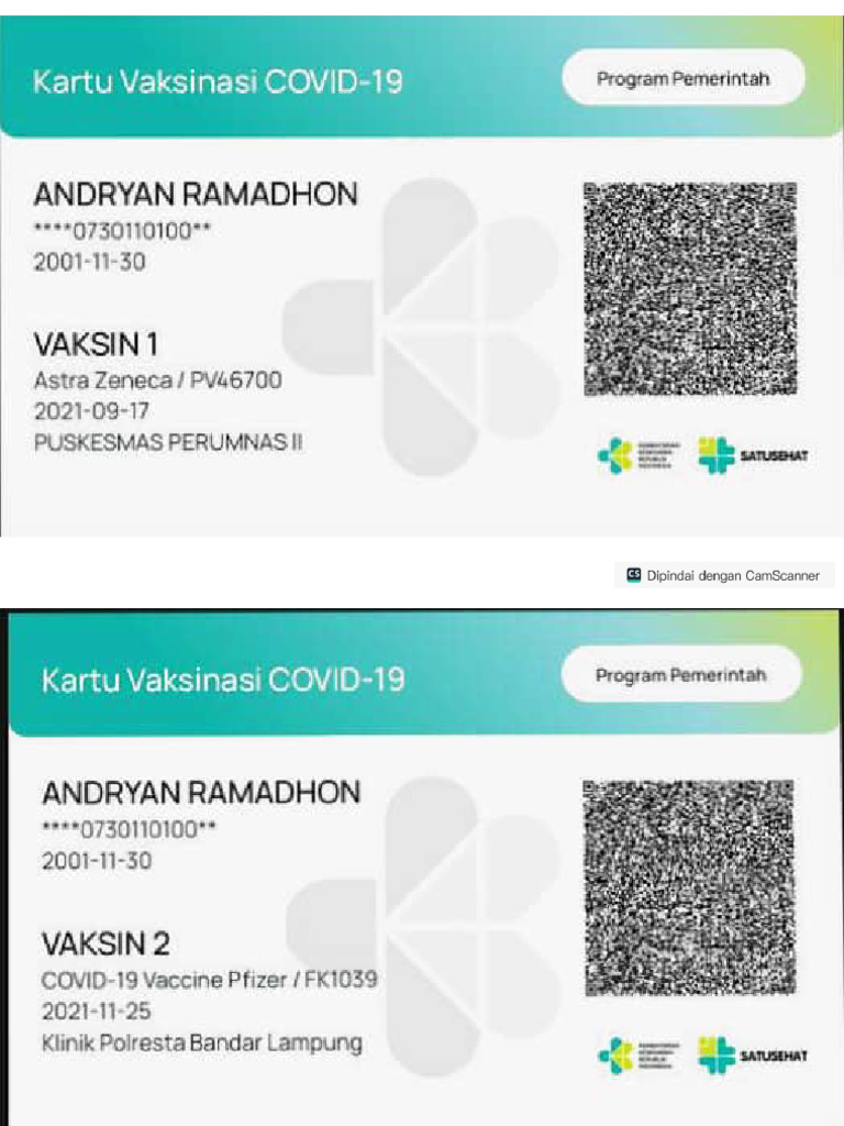 Sertifikat Vaksin 1-3 Boster Andryan Ramadhon | PDF