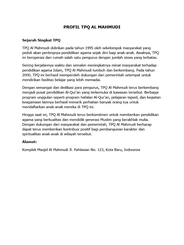 1-Profil TPQ Lengkap | PDF