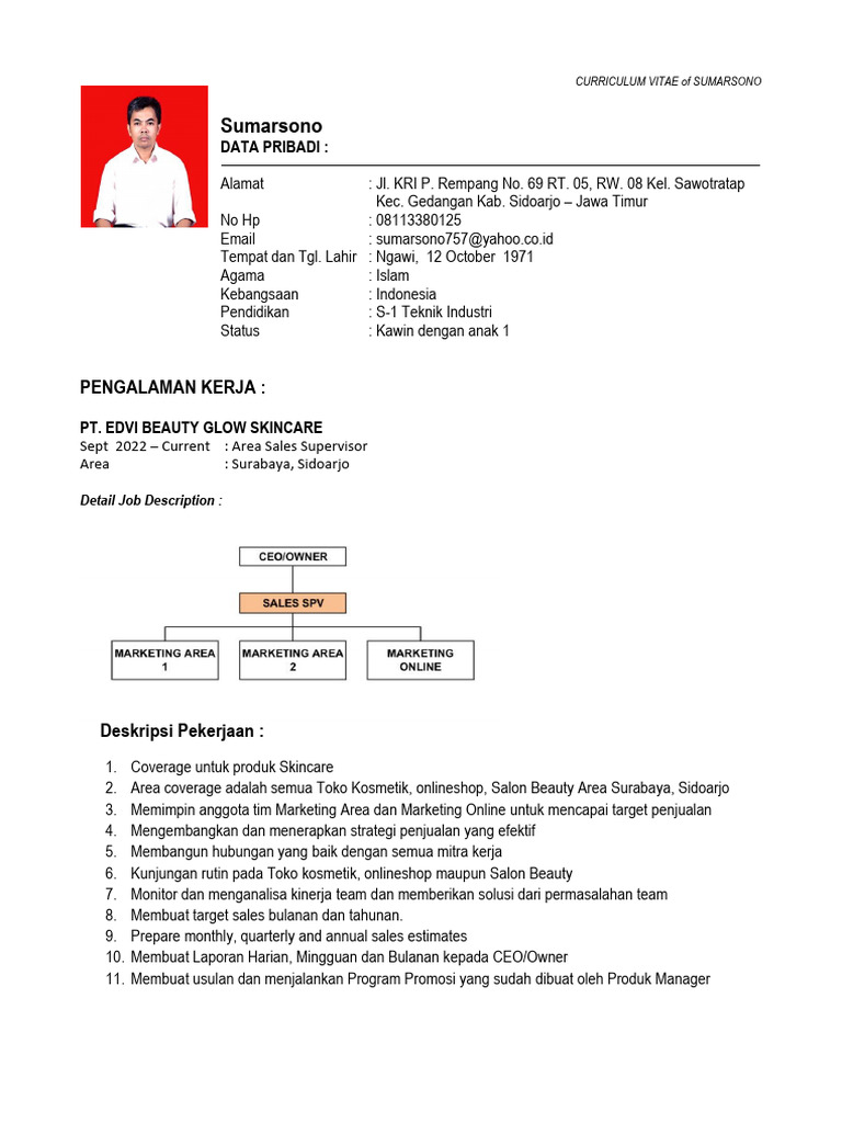 Curriculum Vitae Update-Sumarsono | PDF