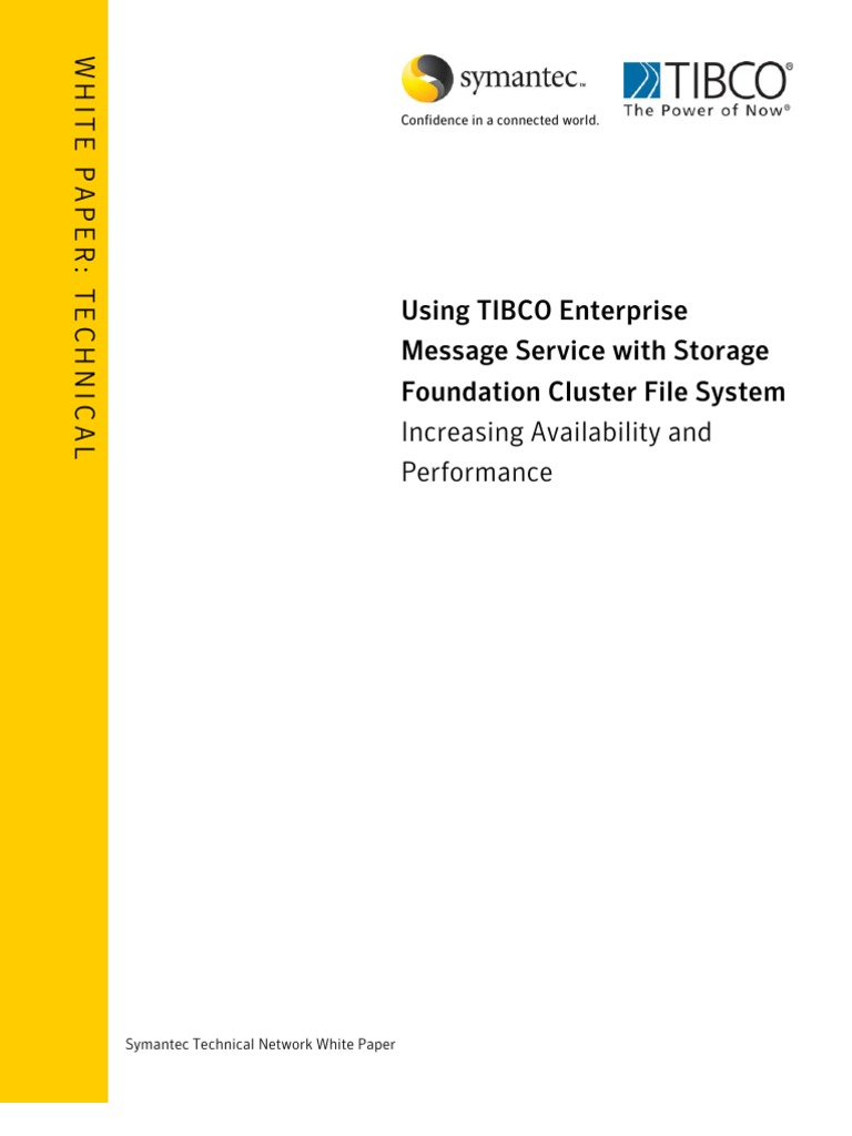 Tibco Ems FT With Veritas Cfs Whitepaper v8 SW | PDF | Computer Cluster | Server (Computing)