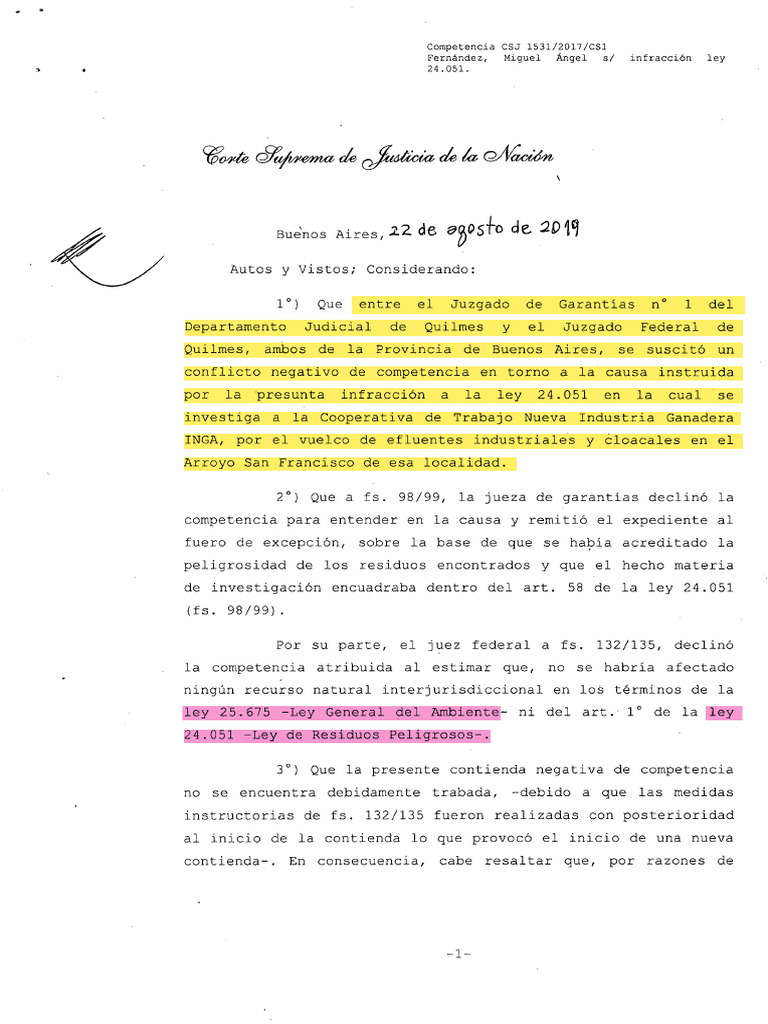 Fallo CSJN Residuos Peligrosos | PDF | Jurisdicción | Entorno natural