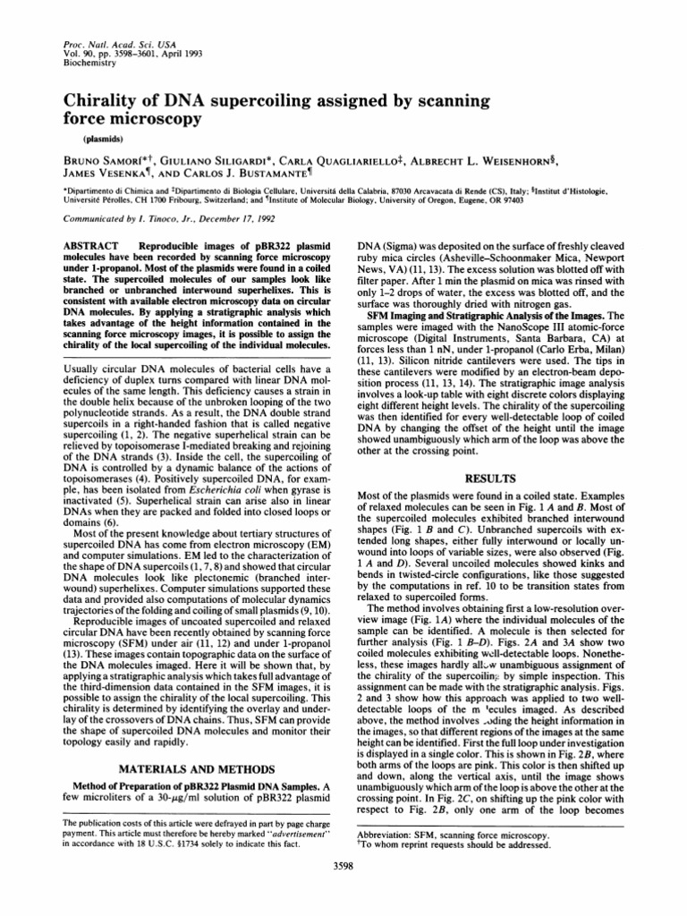 Chirality Supercoiling Assigned By: of DNA Scanning Force Micros | PDF ...