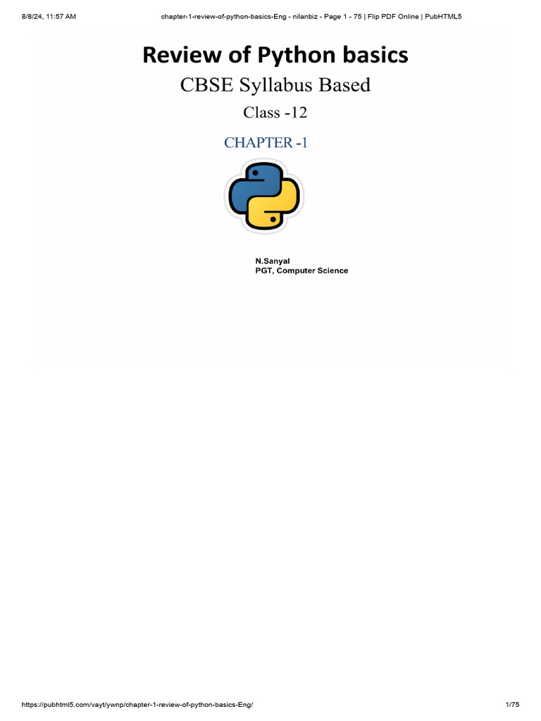Chapter-1-Review-Of-python-basics-Eng - Nilanbiz - Page 1 - 75 - Flip ...