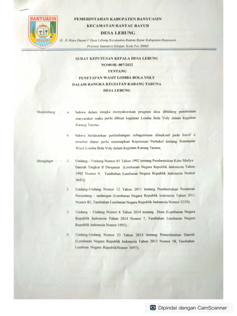 Penetapan Wasit Lomba Bola Voly 2022 | PDF
