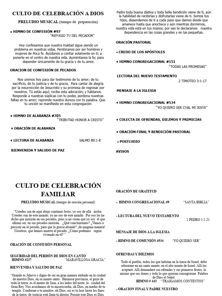 Cultos Dominicales | PDF | Oración | Pecado