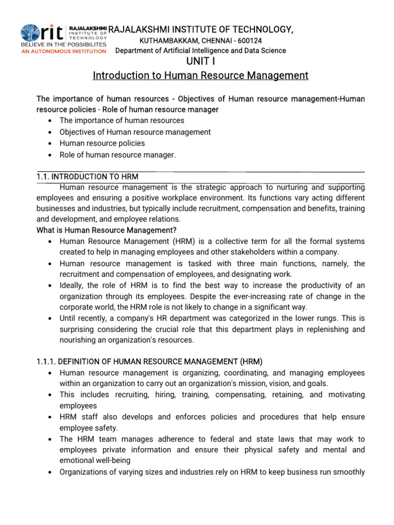 Introduction to Human Resource Management | PDF