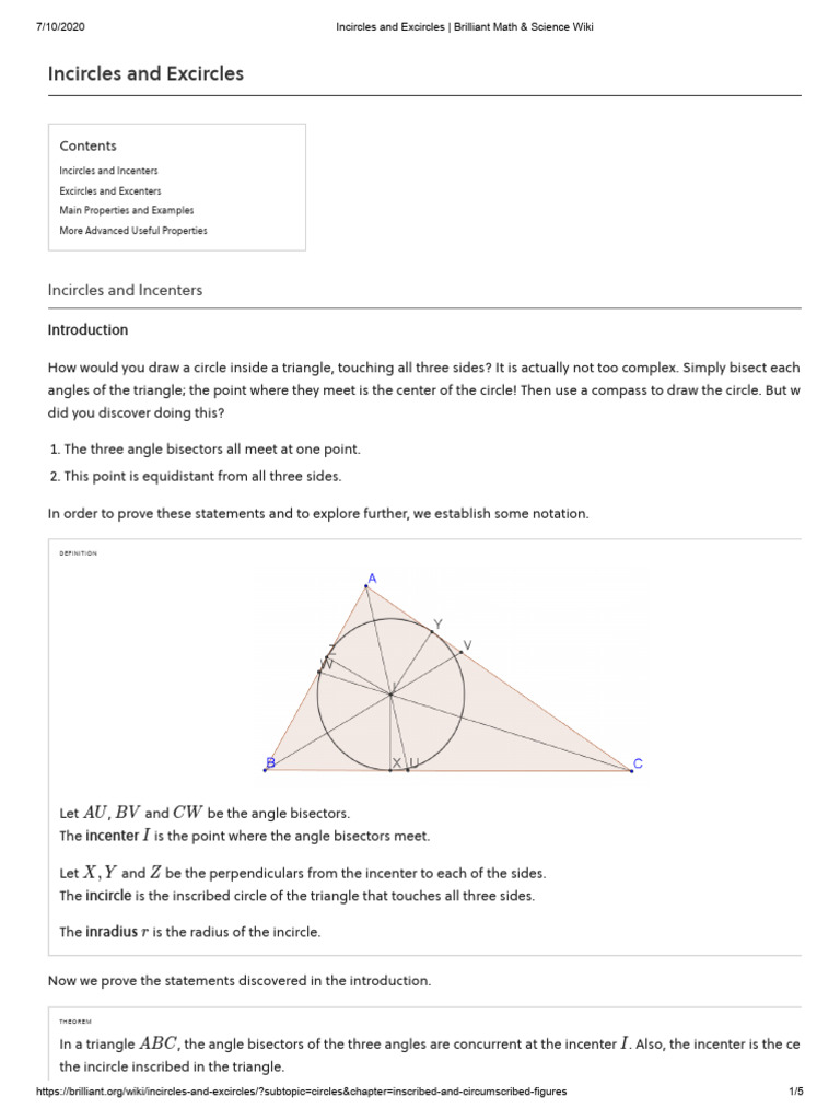 Incircles and Excircles - Brilliant Math & Science Wiki | PDF ...