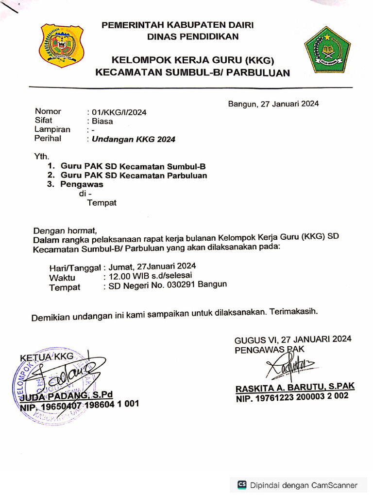 CamScanner Undangan KKG MP. PAK Gugus 6 | PDF