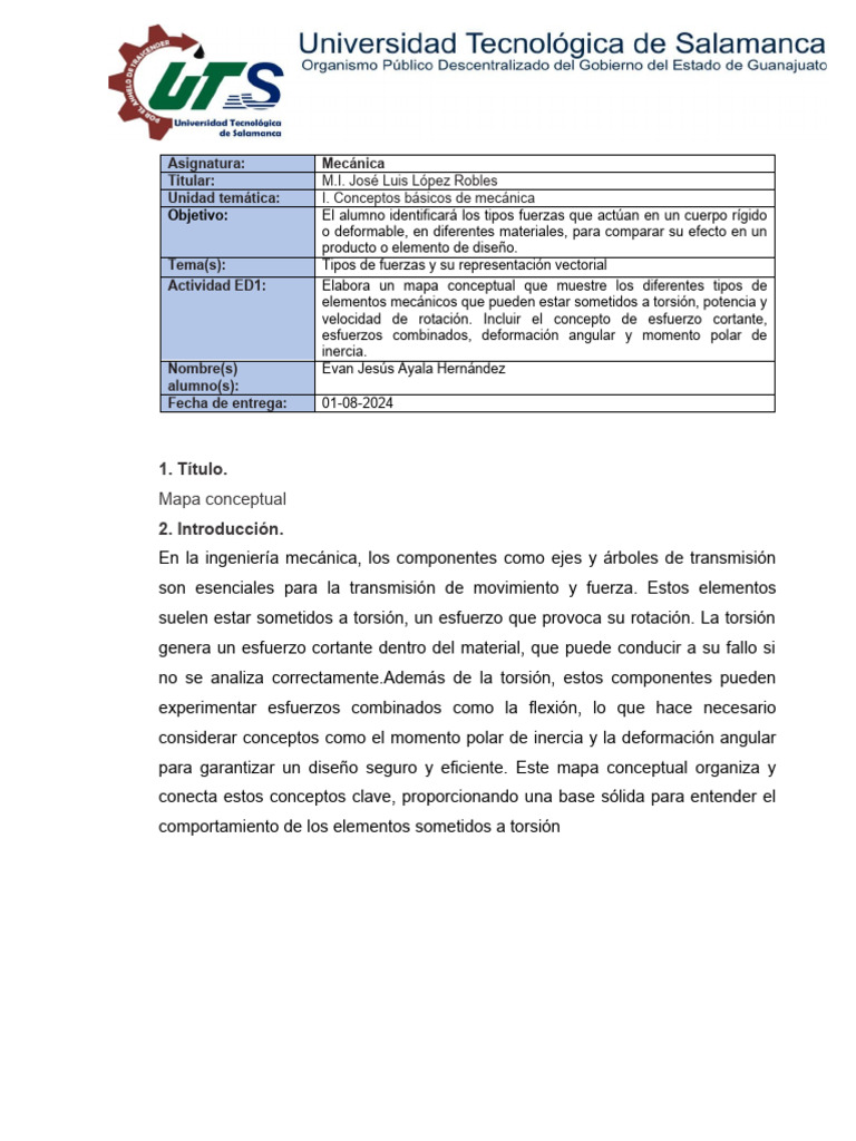 ED1 U2 MapaConceptual AyalaEvan | PDF | Ensayos | Rotación