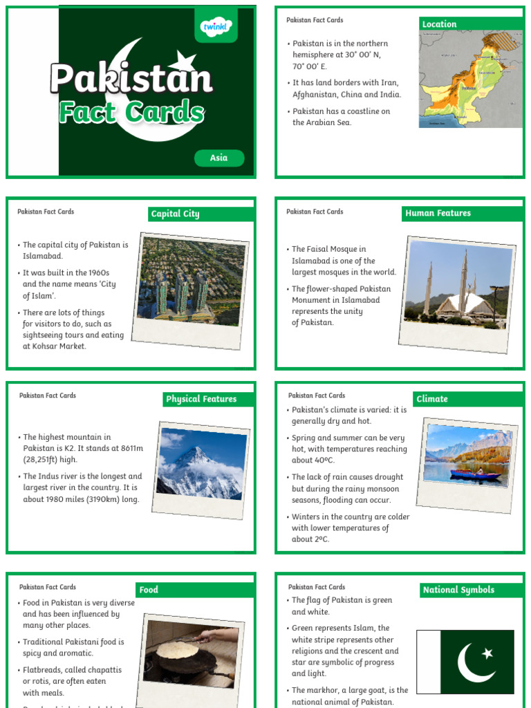 T TP 1626715254 ks2 Pakistan Fact Cards - Ver - 3 | PDF | Pakistan ...