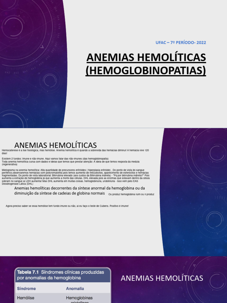 Anemias Hemolíticas e Hemoglobinopatias | PDF | Anemia | Hemoglobina