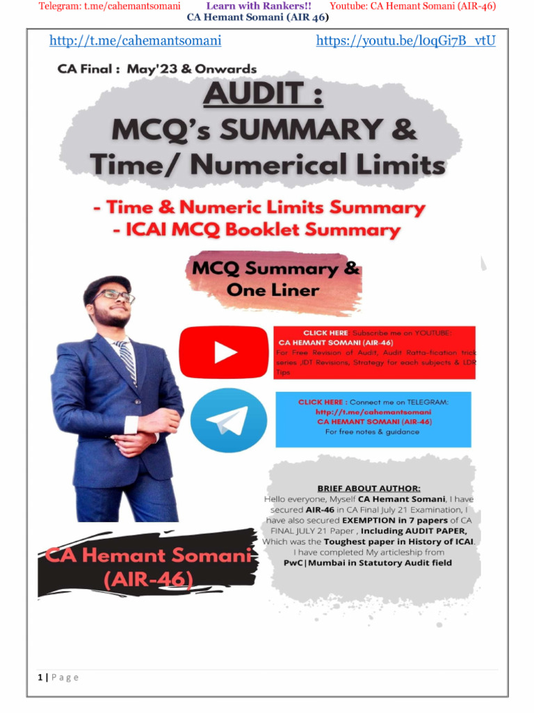 Audit MCQ Summary Numerical Limits | PDF
