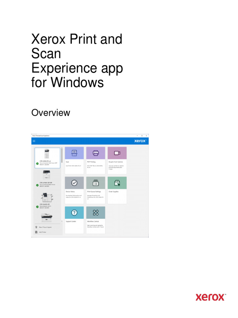 Xerox Print and Scan Experience Overview | PDF | Image Scanner ...