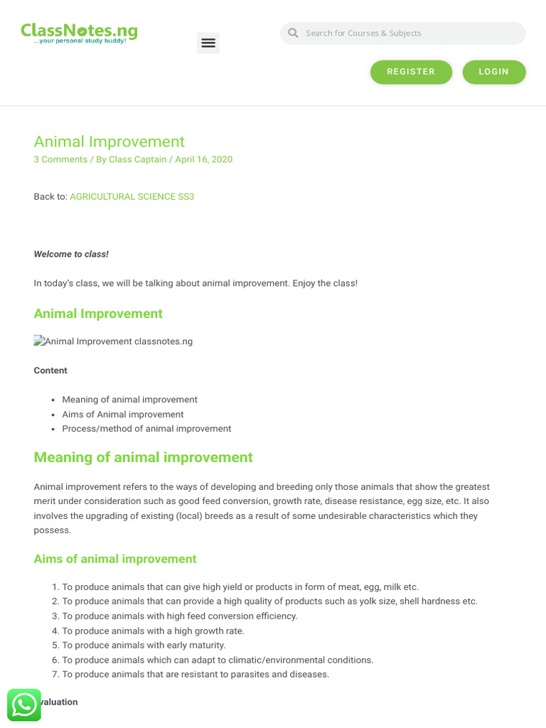 AnimalImprovement-ClassNotes - NG 1723444856720 | PDF | Selective ...