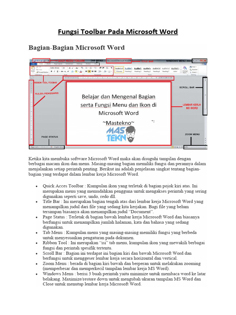 Fungsi Toolbar Pada Microsoft Word | PDF