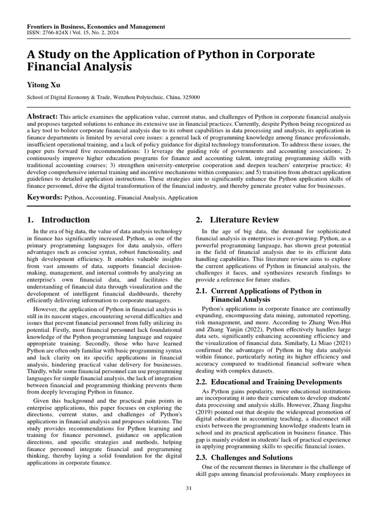 A Study On The Application of Python in Corporate | PDF | Simulation ...