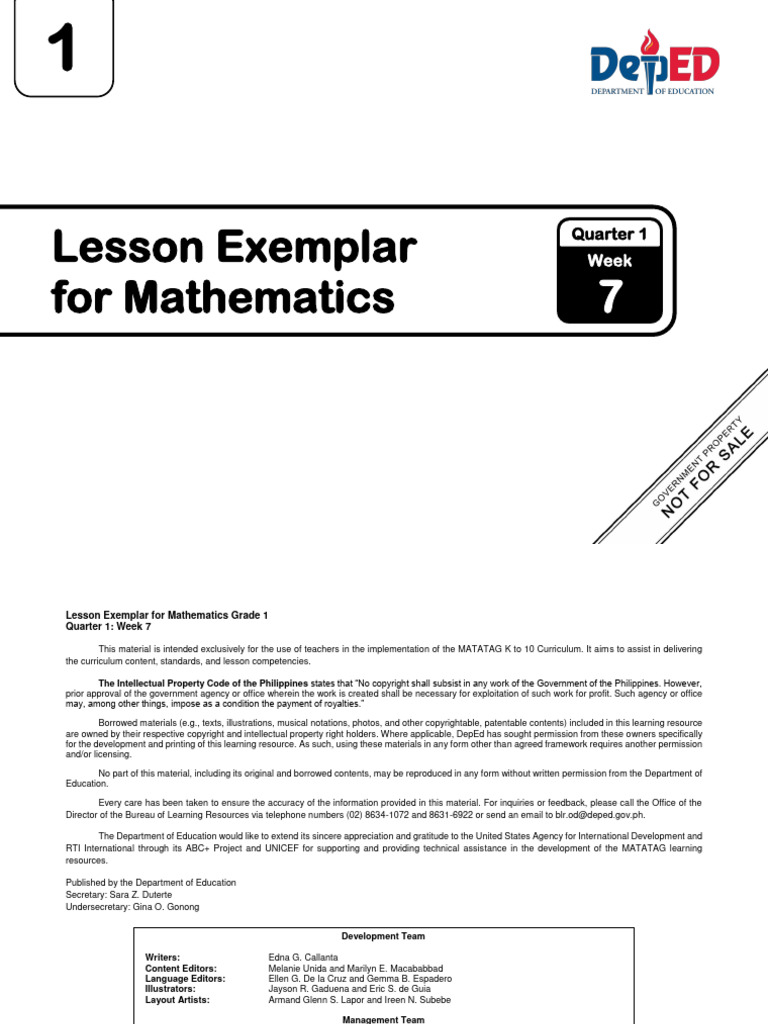 LE_Math1_Q1_Wk7_Revised | PDF | Learning | Copyright