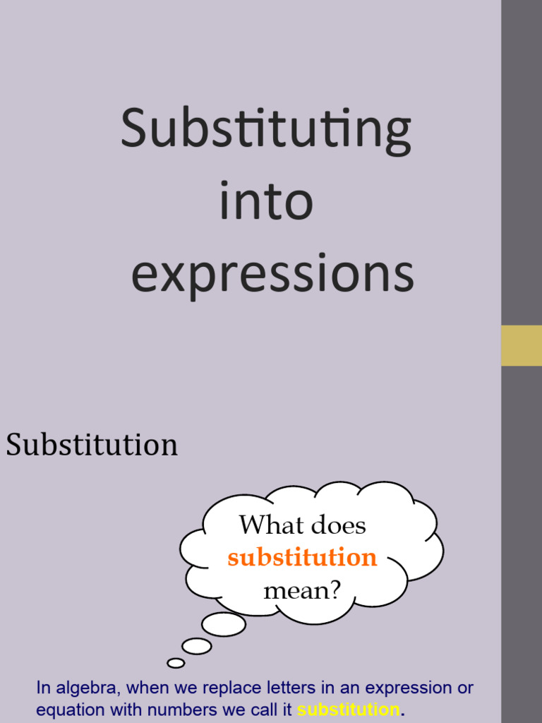 Substituting Into Expressions | PDF | Mathematics | Algebra