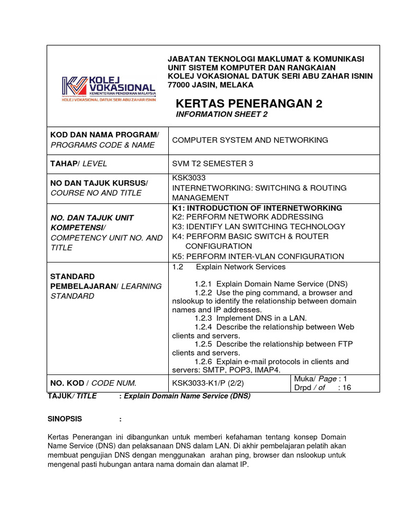 Kertas Penerangan k1 p2 Ksk3033 | PDF | Komputer