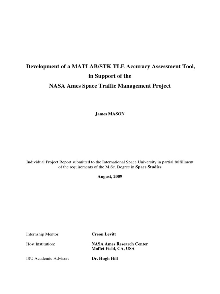 Development of A MATLAB and STK TLE Accuracy Assessment Tool | PDF ...