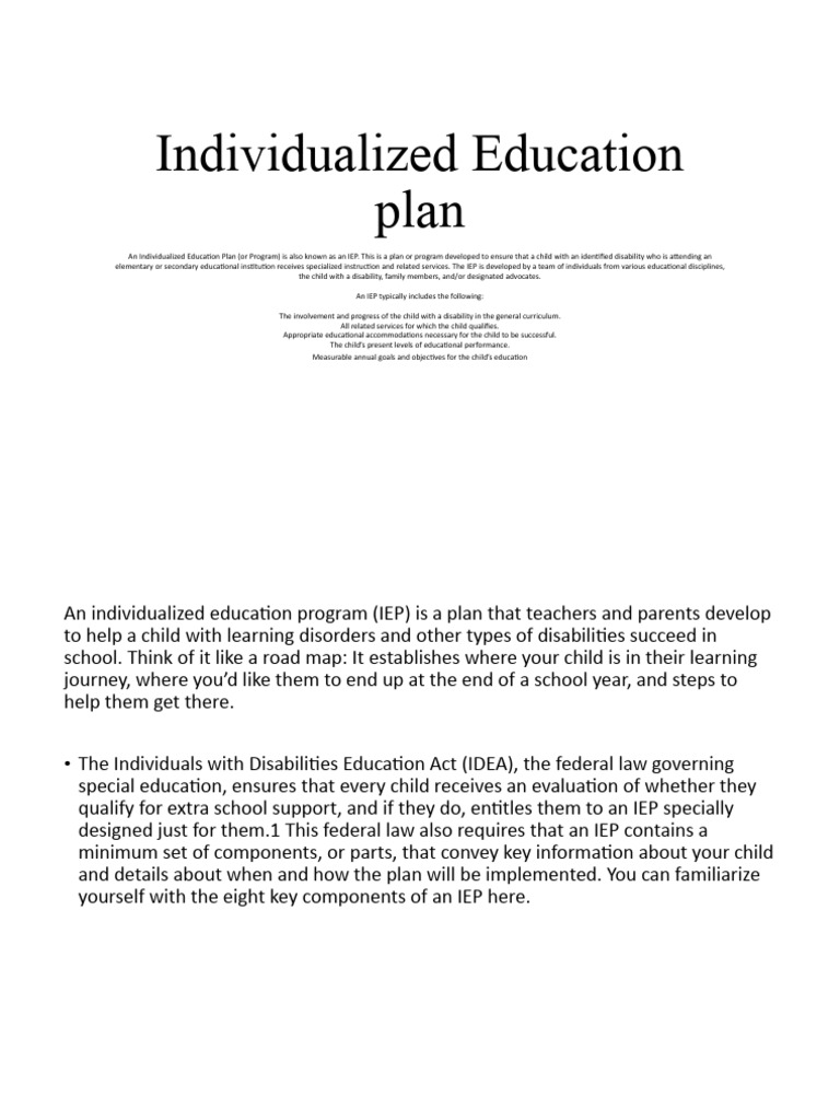 Individualized Education Plan | PDF