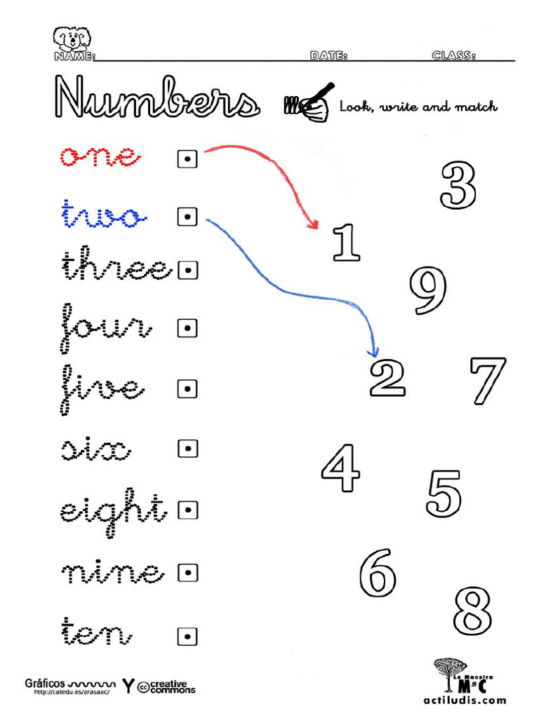 Numbers Practice - Primaria 1-10 | PDF