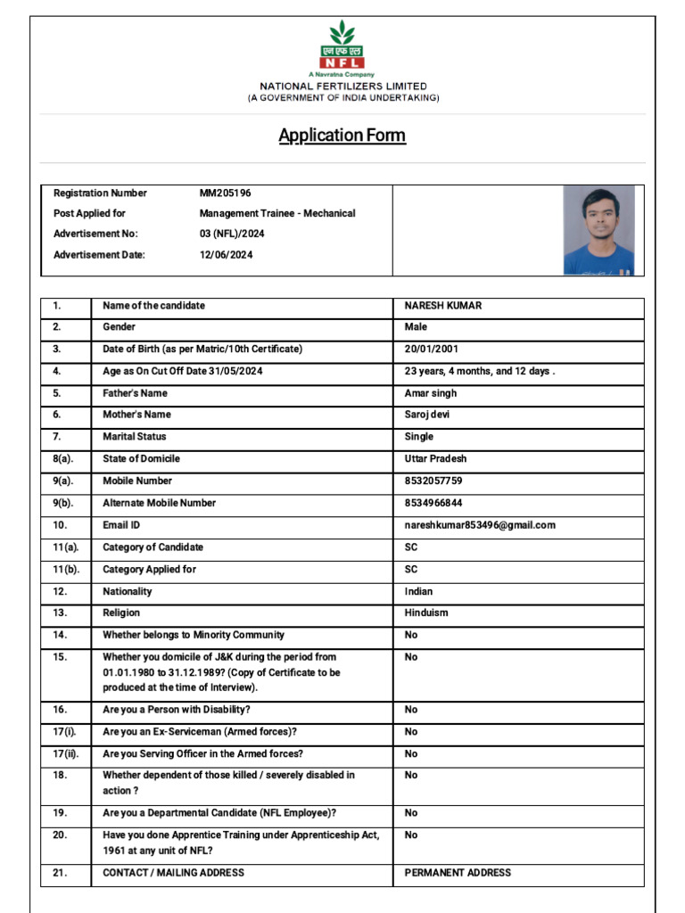 National Fertilizers Litimed Application Form | PDF | Justice | Crime ...