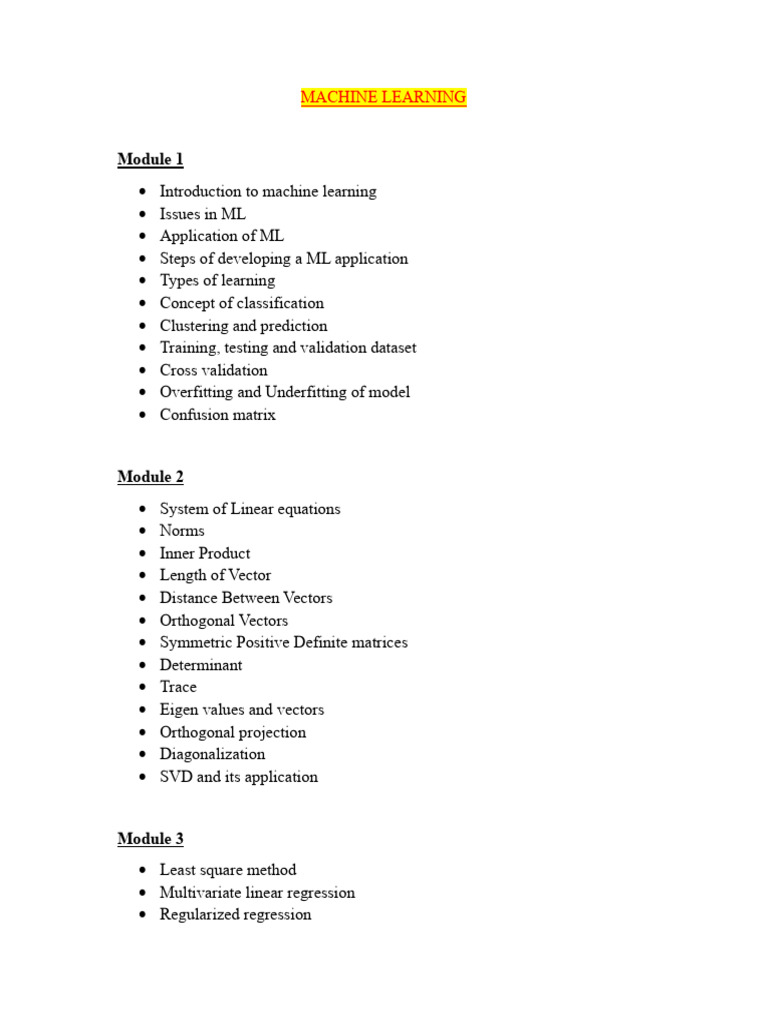 ML Module 1 | PDF | Cross Validation (Statistics) | Machine Learning