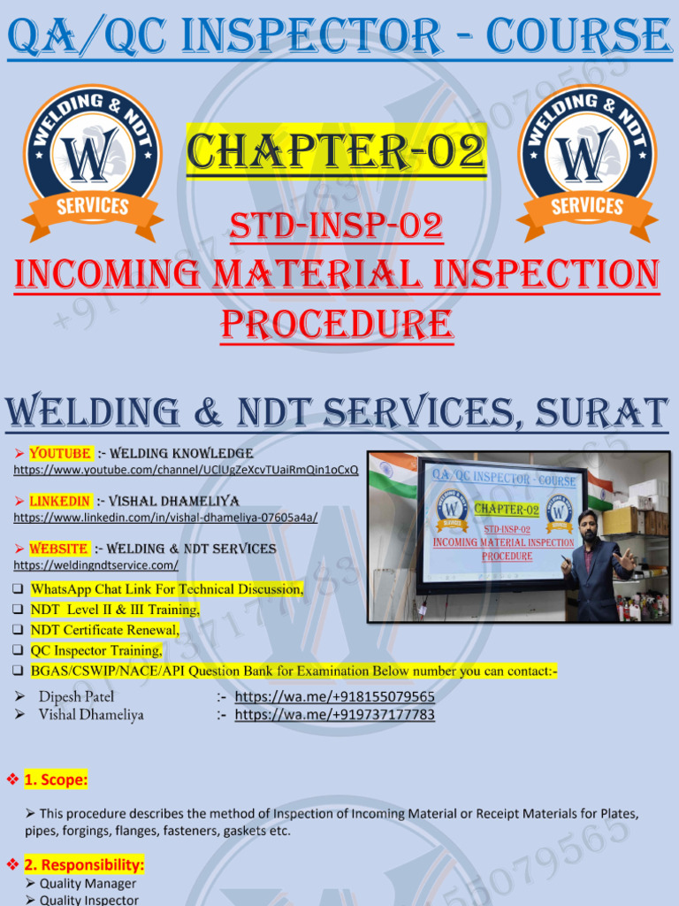 Std-Insp-02 (Incoming Material Inspection Procedure) | PDF