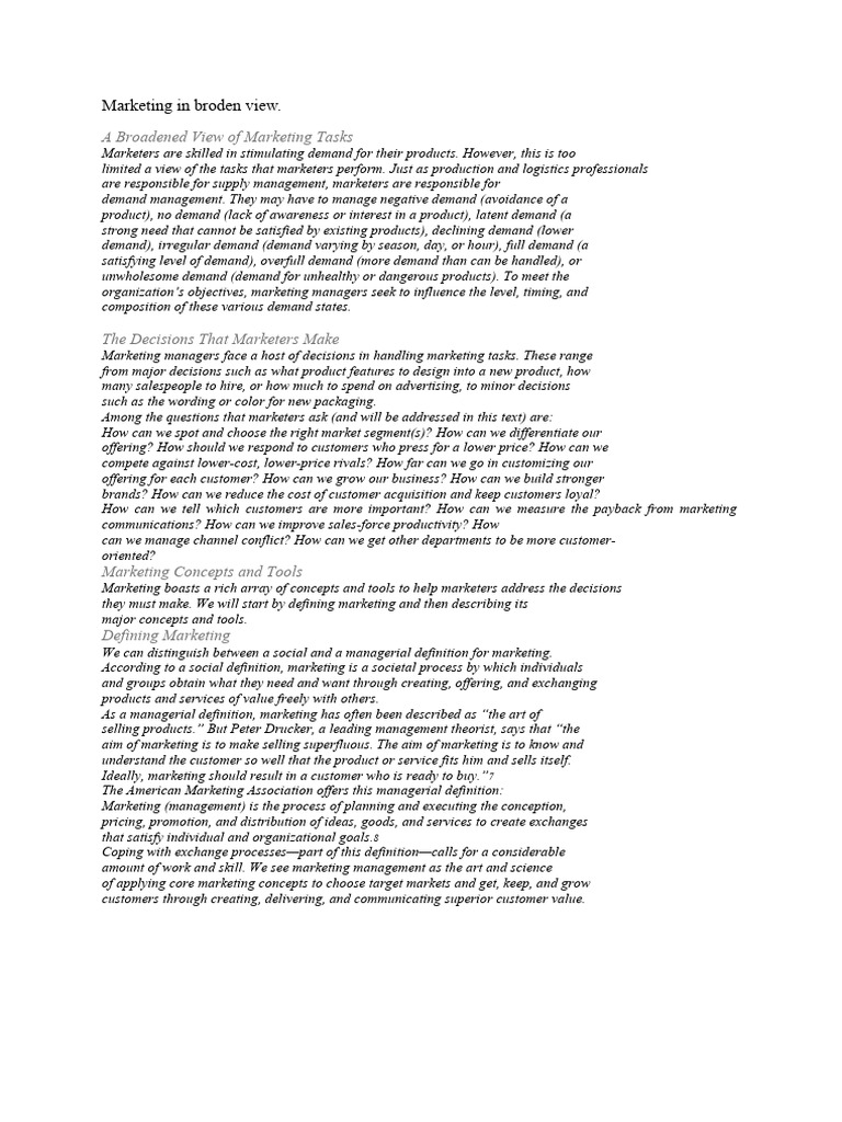 Marketing in Broden View | PDF