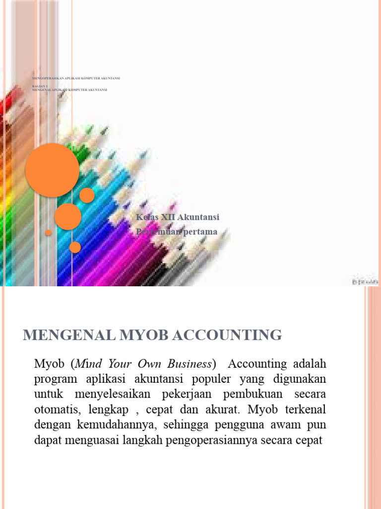 Materi Myob Accounting Pertemuan 1 | PDF | Bisnis | Pengelolaan Keuangan & Uang