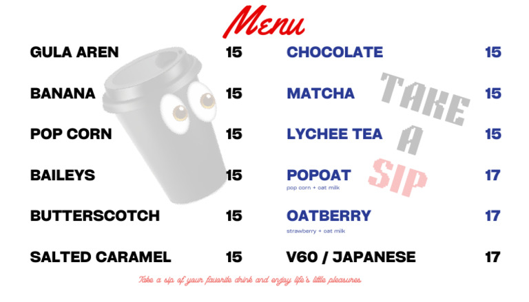 Menu Take A Sip | PDF
