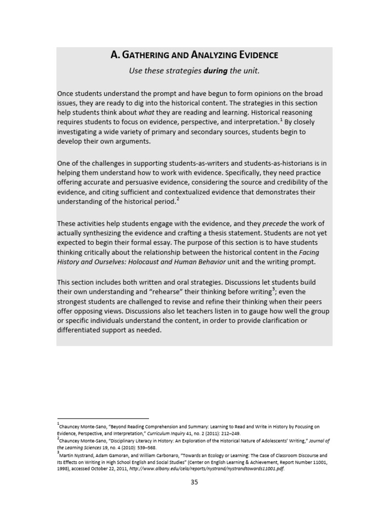 Historical Evidence Strategies | PDF | Evidence | Thought