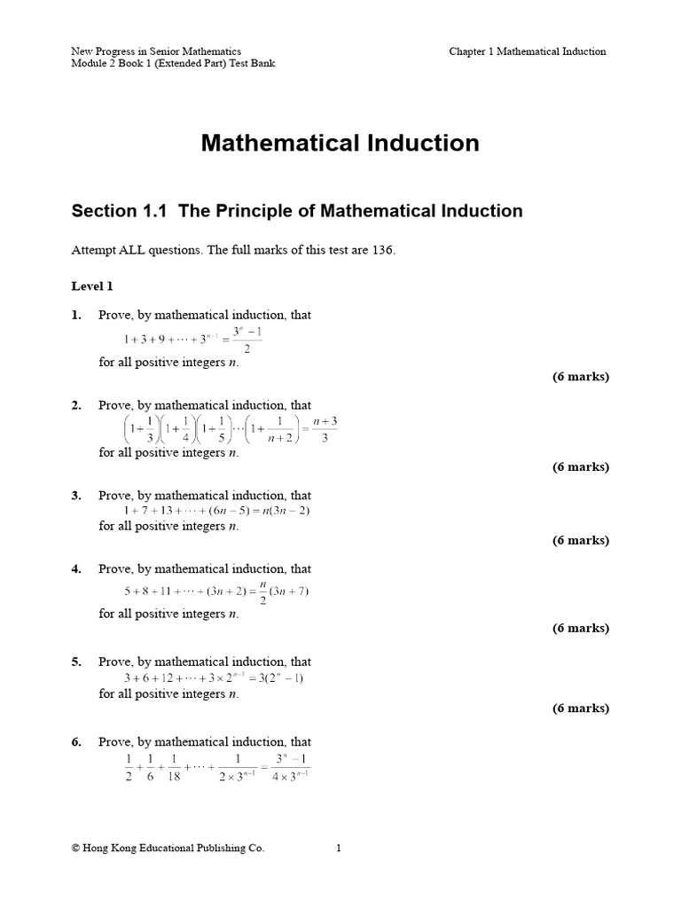 Section 1.1 The Principle of Mathematical Induction | PDF | Mathematical Proof | Numbers