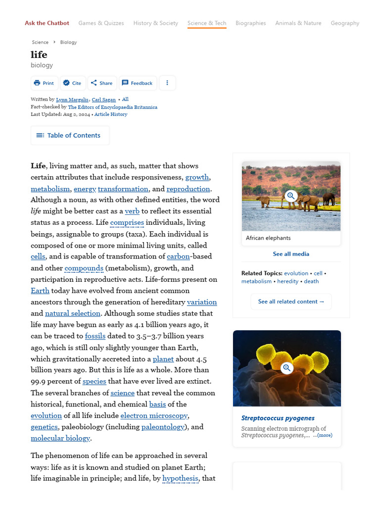 Life - Definition, Origin, Evolution, Diversity, & Facts - Britannica ...