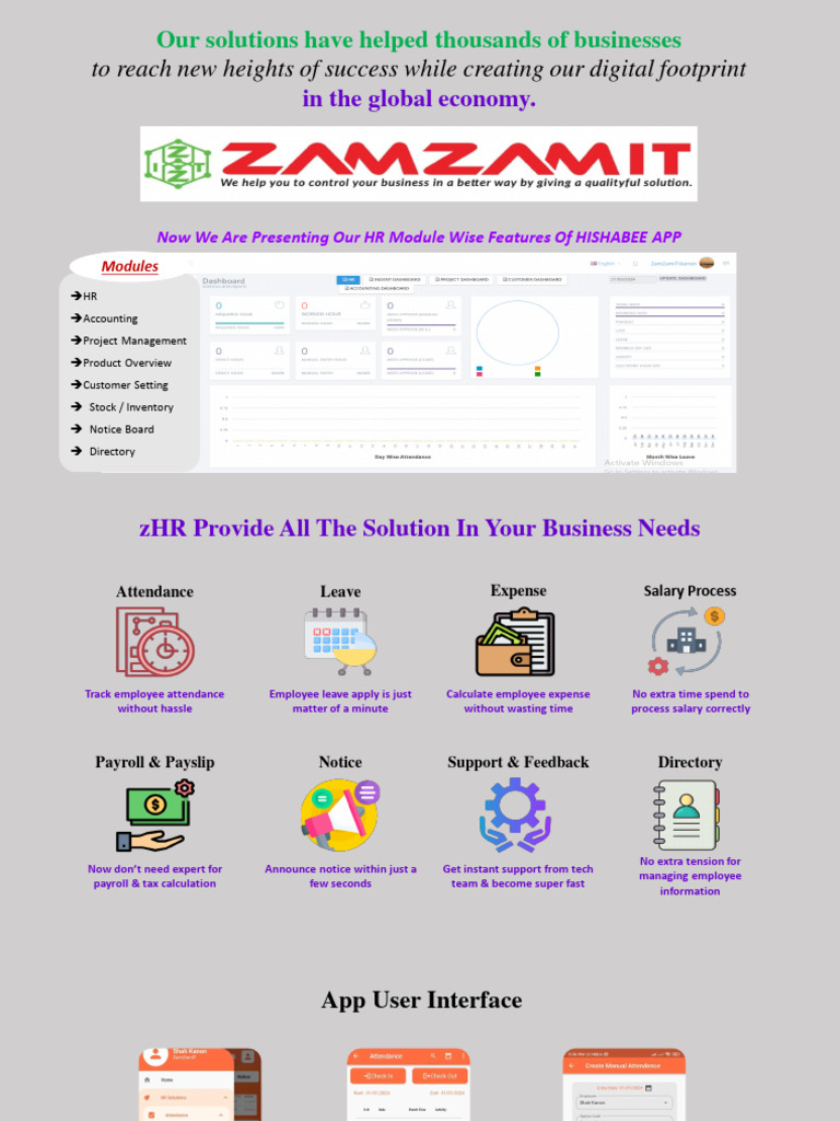 HISHABEE App HR Module Features | PDF | Mobile App | Paycheck