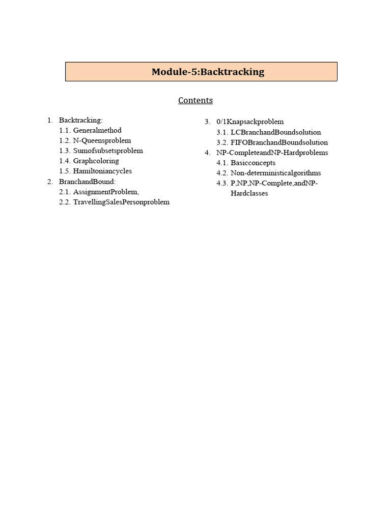 Module 5:backtracking | PDF | Algorithms And Data Structures | Computer Science