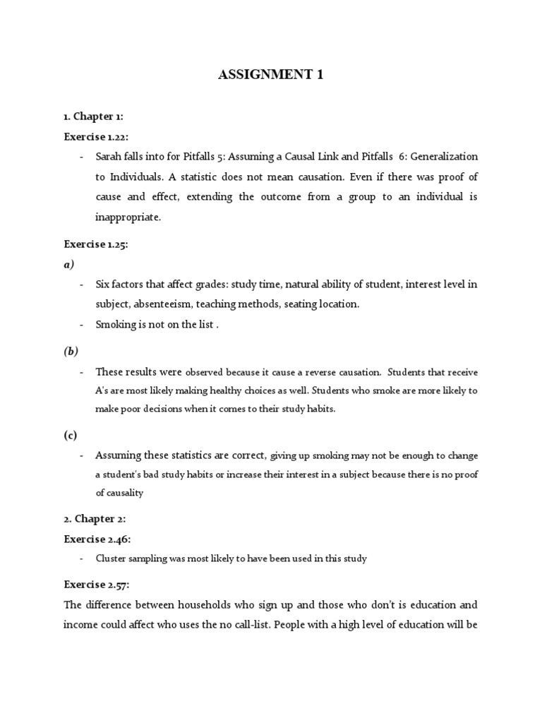 Stat Assignment 1 | PDF | Causality | Smoking