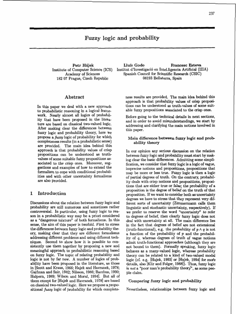 27.fuzzy Logic and Probability | PDF | Fuzzy Logic | Theorem