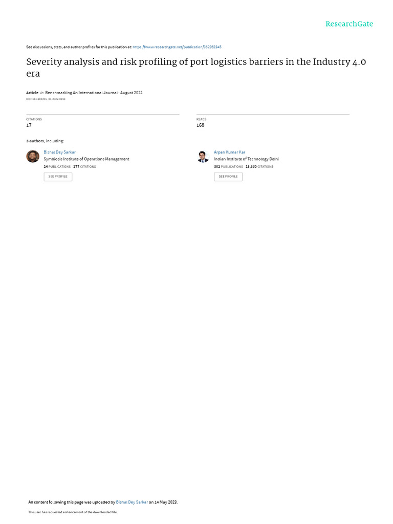28.iitd.1. Severity Analysis and Risk Profiling of Port Logistics ...