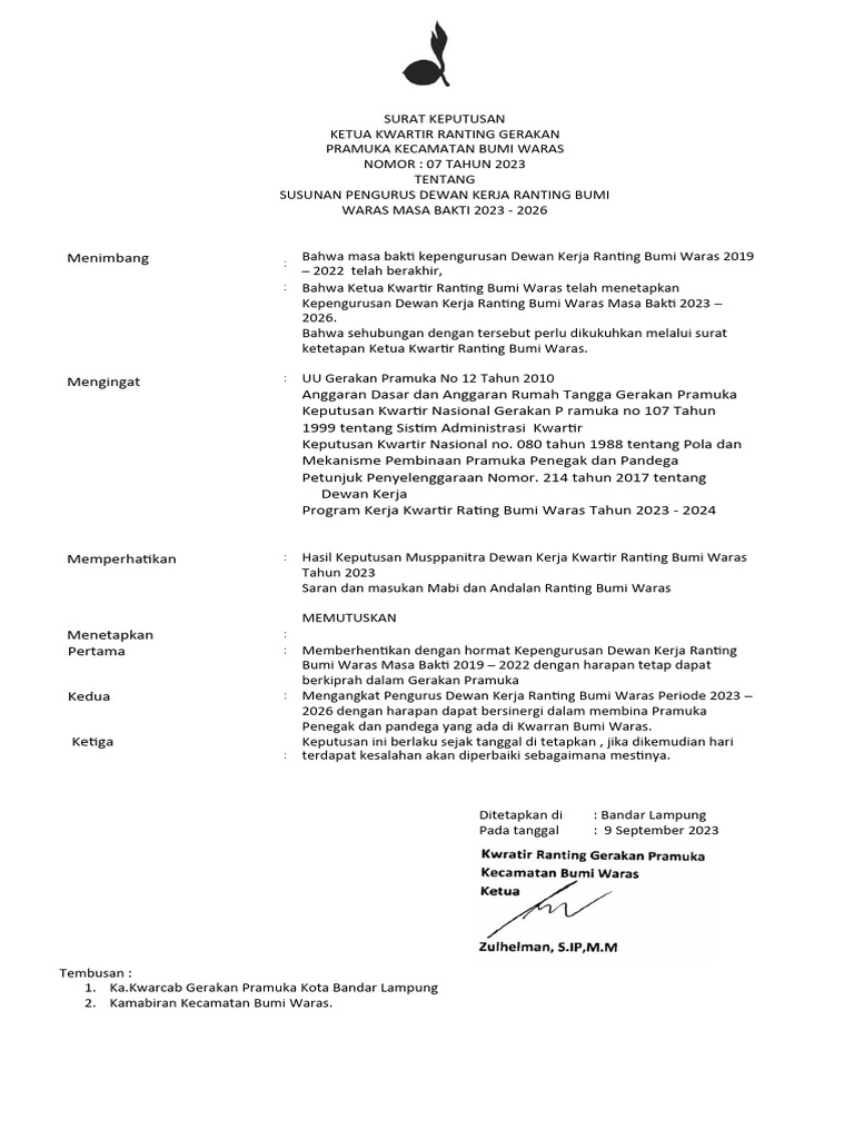 Surat Keputusan DKR 2023-2026 | PDF