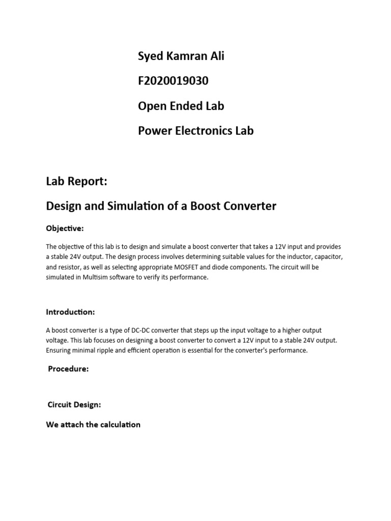Open Ended Lab Syed Kamran | PDF | Electrical Network | Computer Engineering