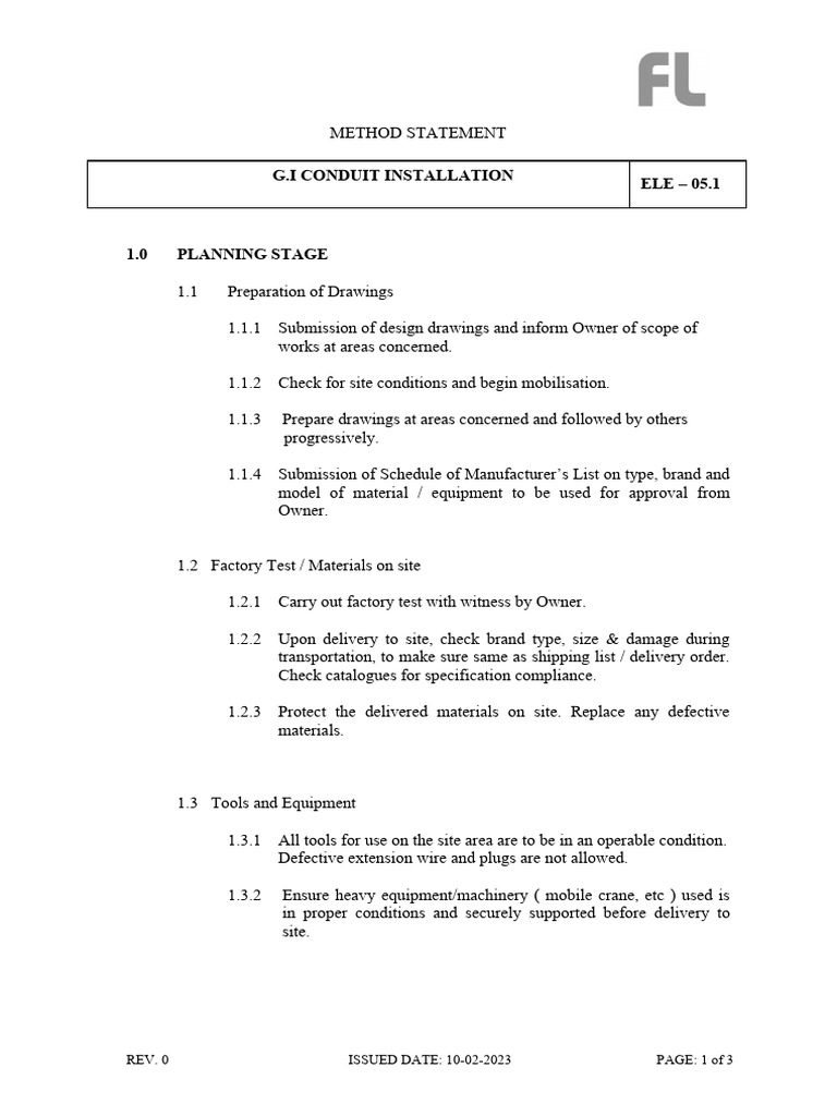ELE-05 GI Conduit | PDF | Pipe (Fluid Conveyance) | Electrical Engineering