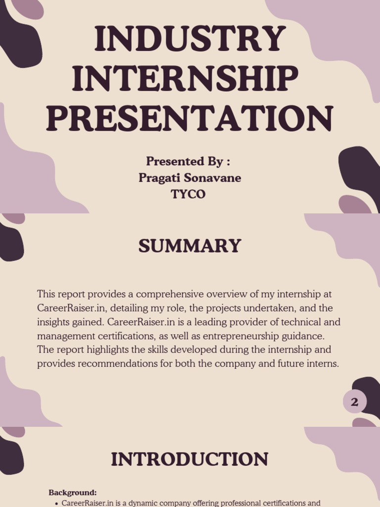 Industry Internship Presentation | PDF | Internship | Job Hunting