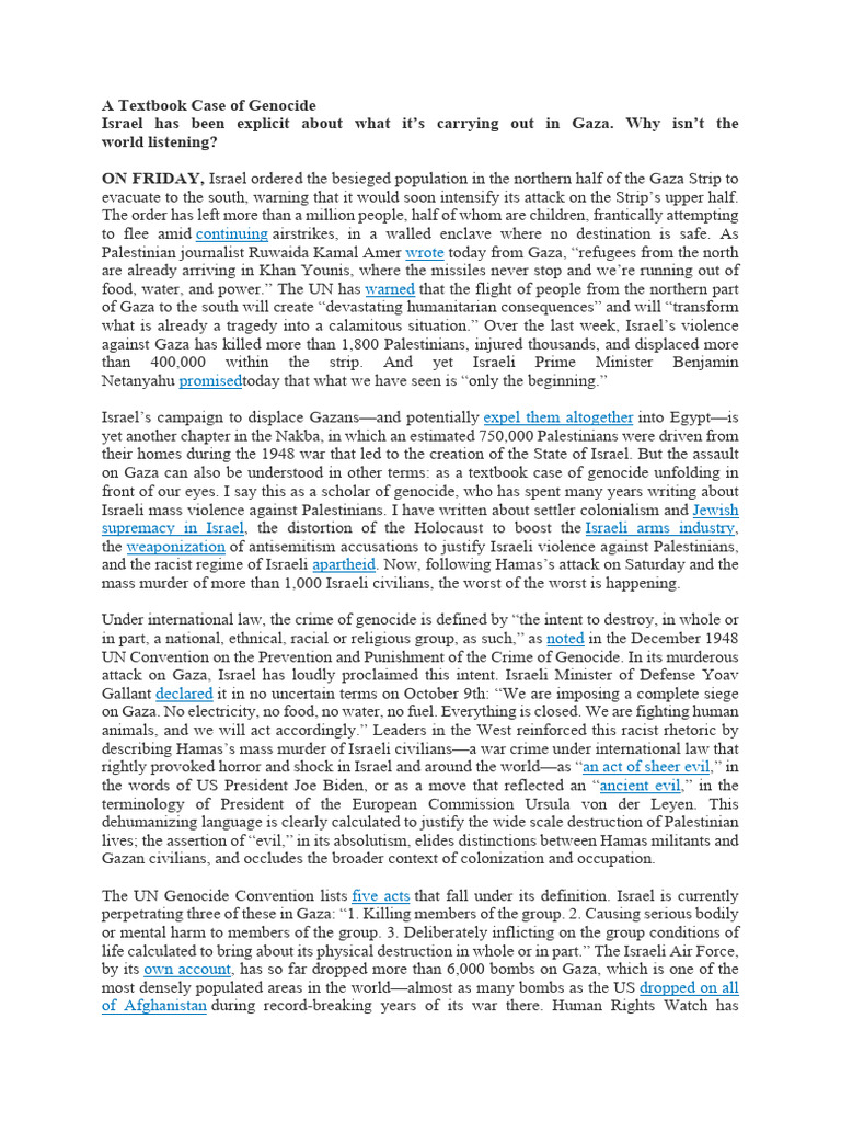 A Textbook Case of Genocide | PDF | Gaza Strip | Israel